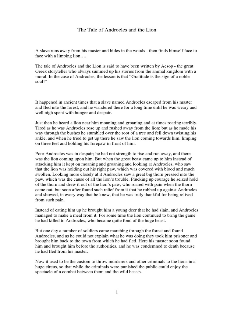 The Tale of Androcles and the Lion.pdf | Lion