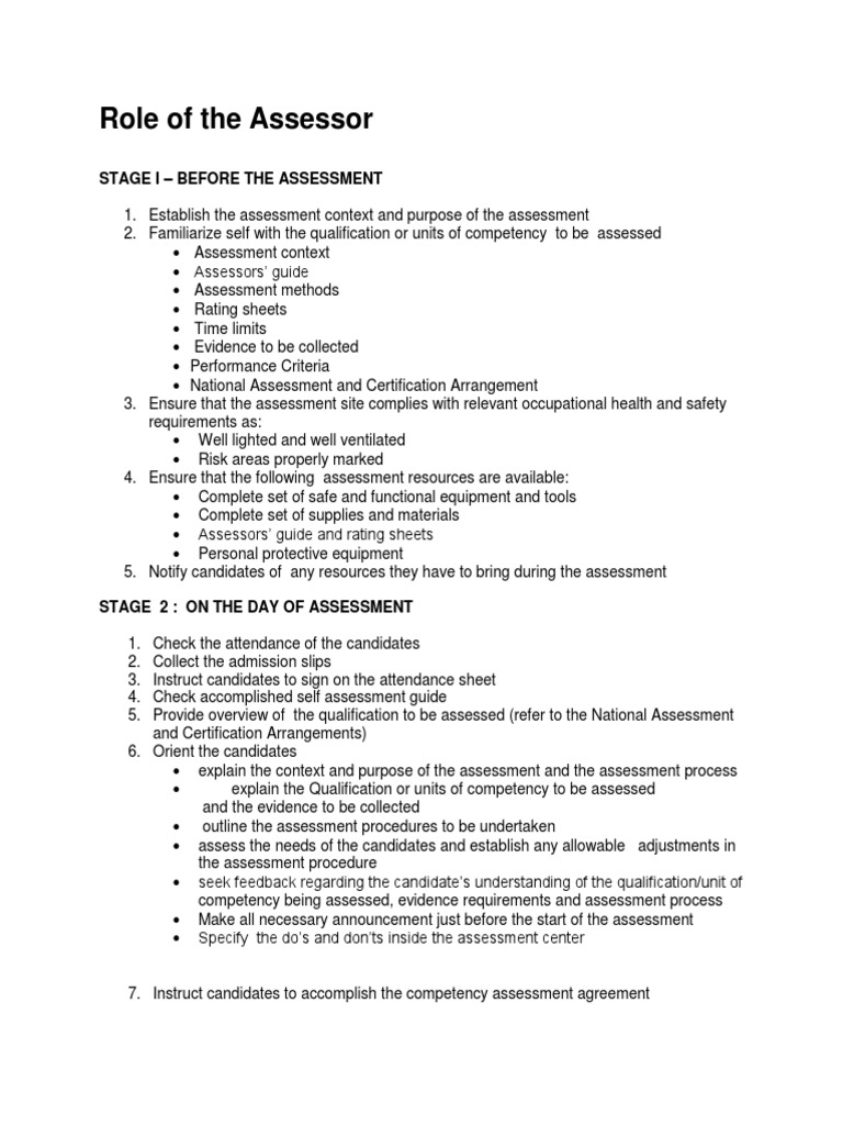 Assessor Roles and Responsibilities Guide | PDF | Educational ...