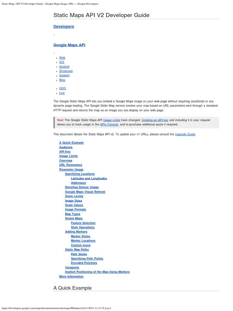 Static Maps API V2 Developer Guide - Google Maps Image APIs - Google Developers | PDF ...