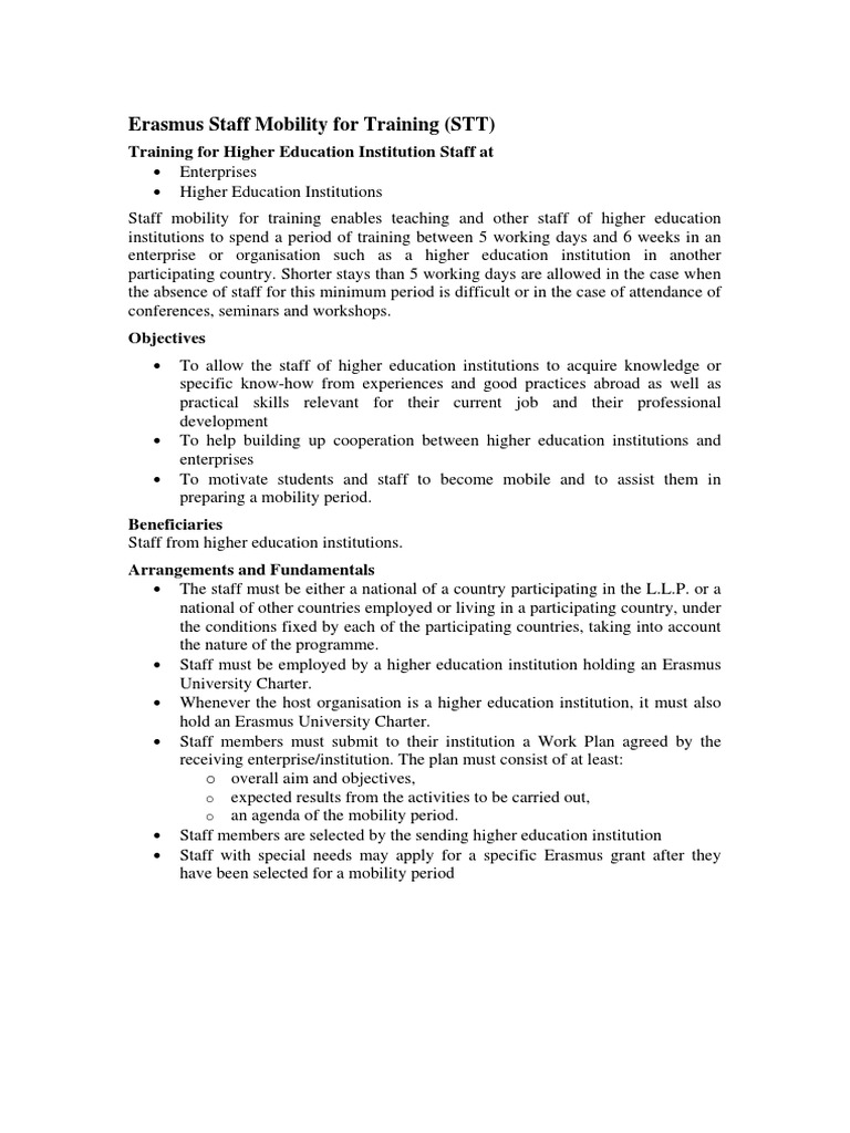 Erasmus+ Staff Mobility Training Guide | PDF
