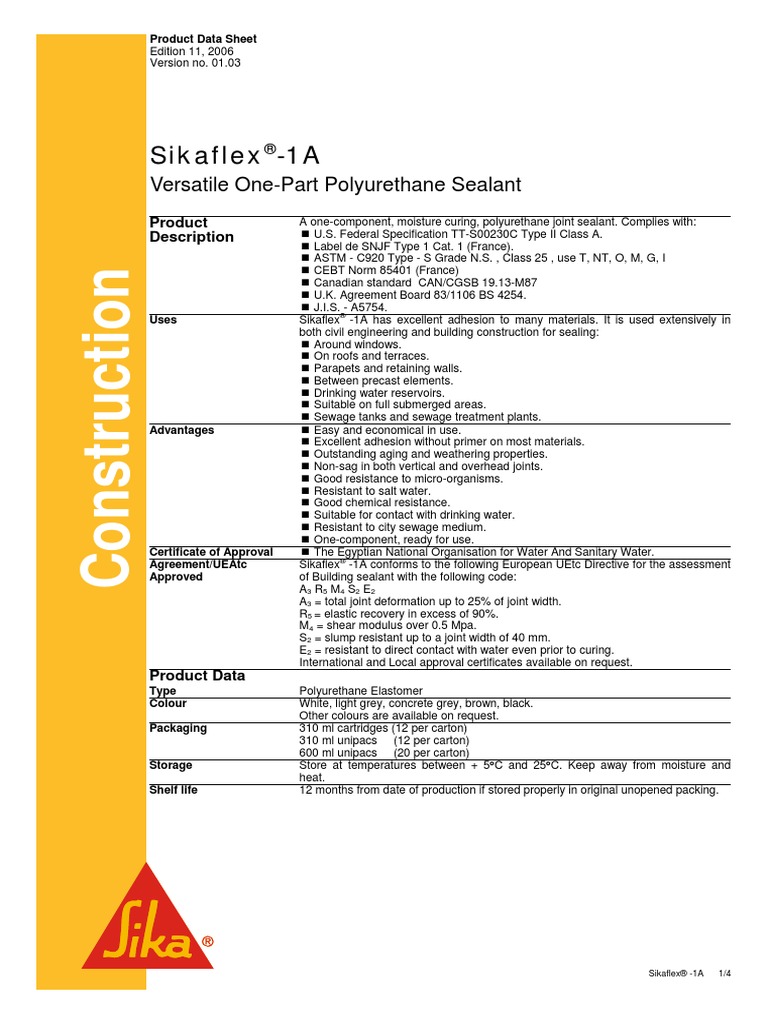 Sikaflex 1A | Litre | Safety