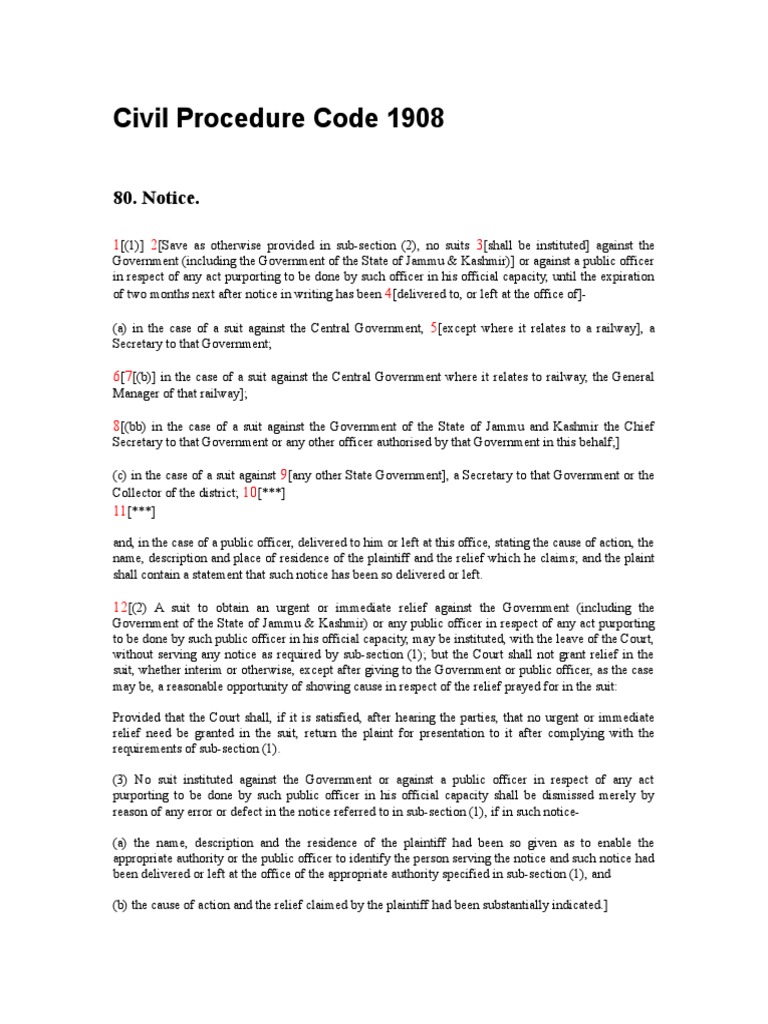 Civil Procedure Code 1908 Overview | PDF | Government | Justice