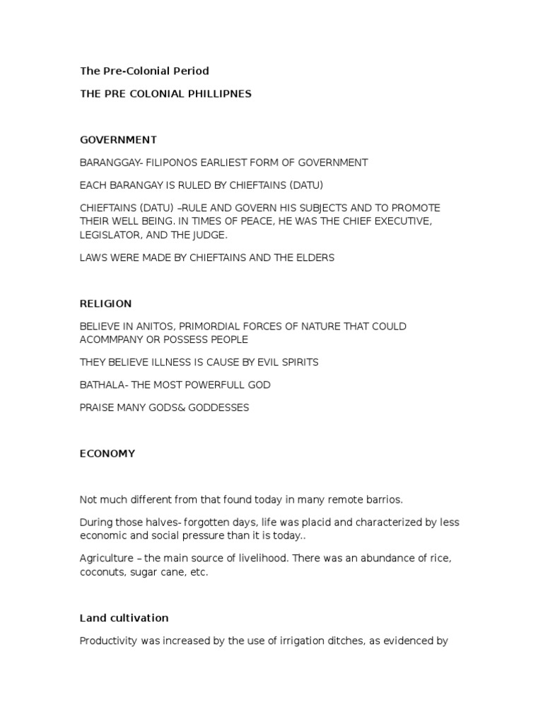 Pre Colonial Era | PDF | Spear | Tagalog Language