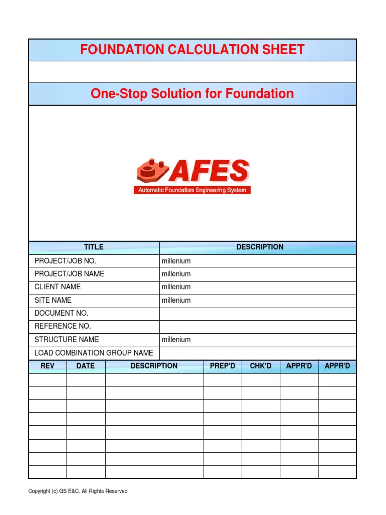 Foundation Calculation Sheet: Title Description | PDF | Concrete ...
