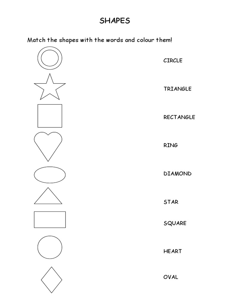 Shapes: Match The Shapes With The Words and Colour Them! | PDF