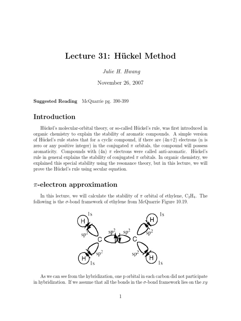 Huckel Theory | PDF | Aromaticity | Atomic Orbital