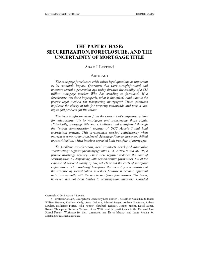 Paper | Foreclosure | Mortgage Law