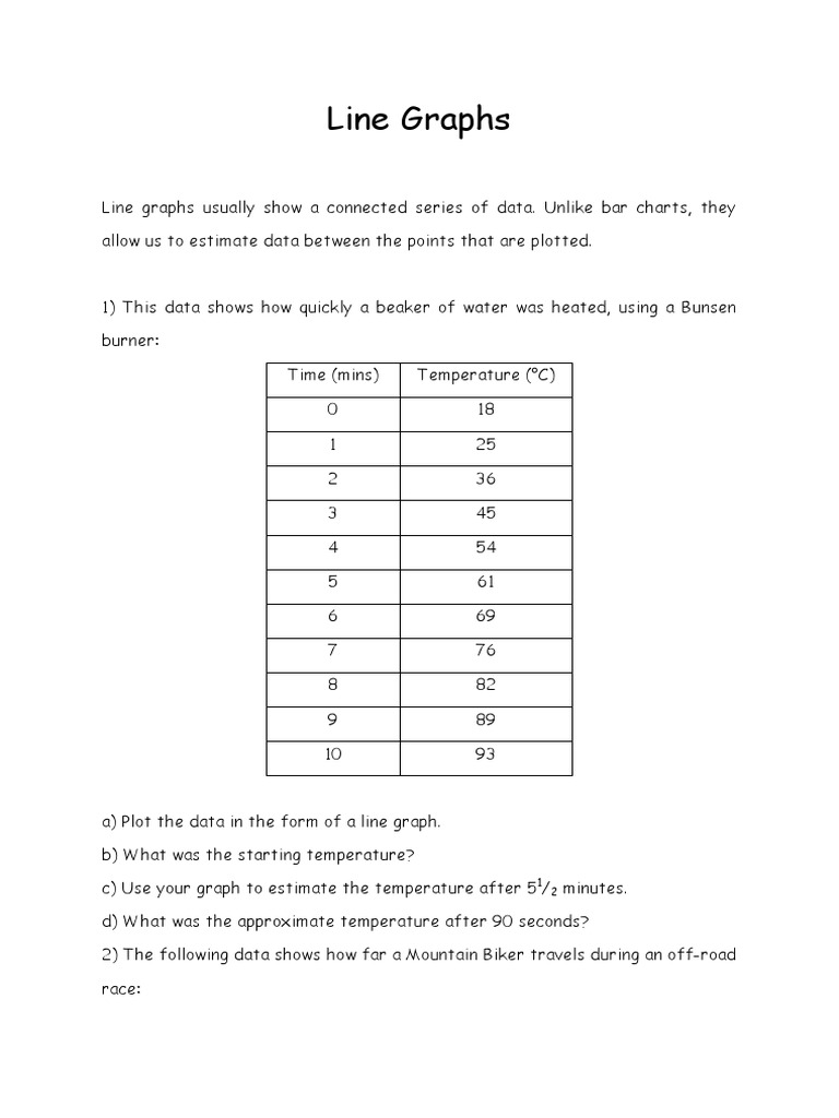 Line Graphs: Temperature and Distance Data | PDF