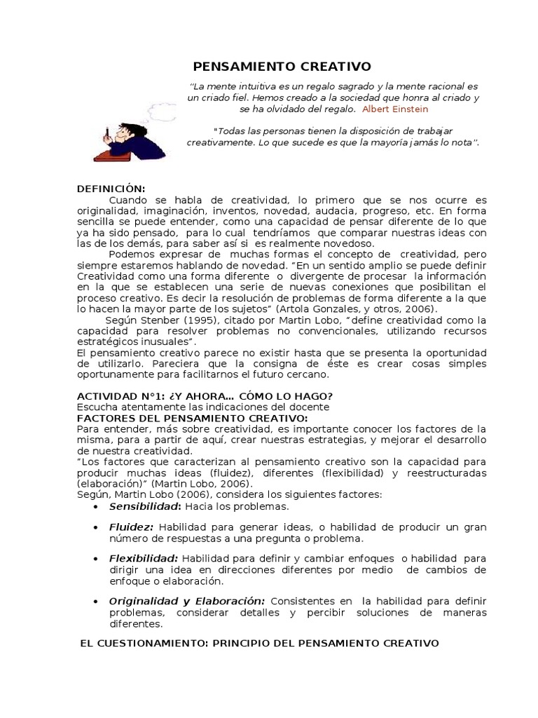 Separata Pensamiento Creativo | PDF | Creatividad | Ciencia cognitiva