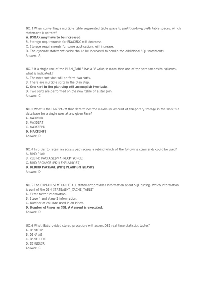 IBM Exam 000-612 Questions | PDF | Ibm Db2 | Database Index