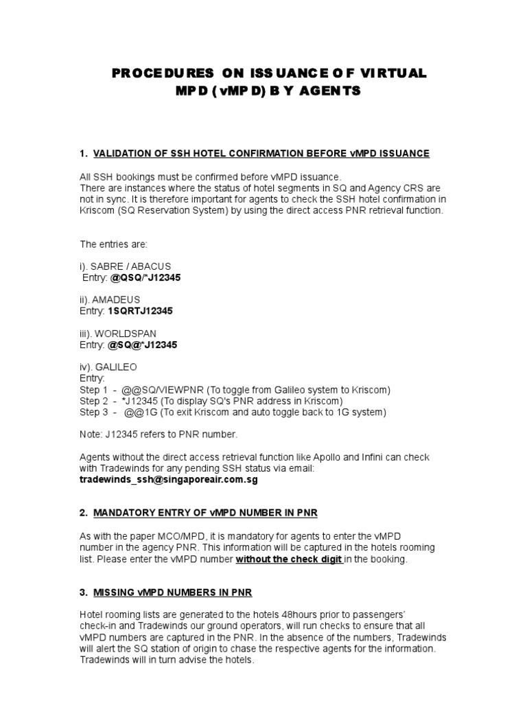Procedures On Issuance of Virtual MPD | PDF