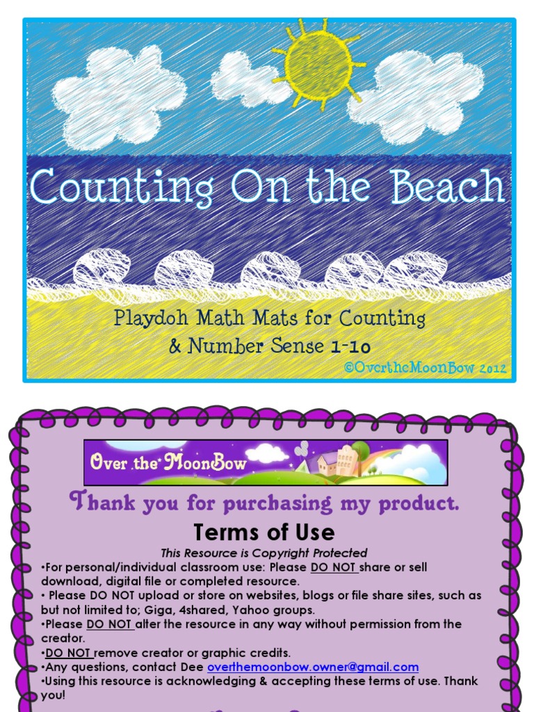 Counting On The Beach Play Doh Math Mats Common Core | PDF | Numbers ...