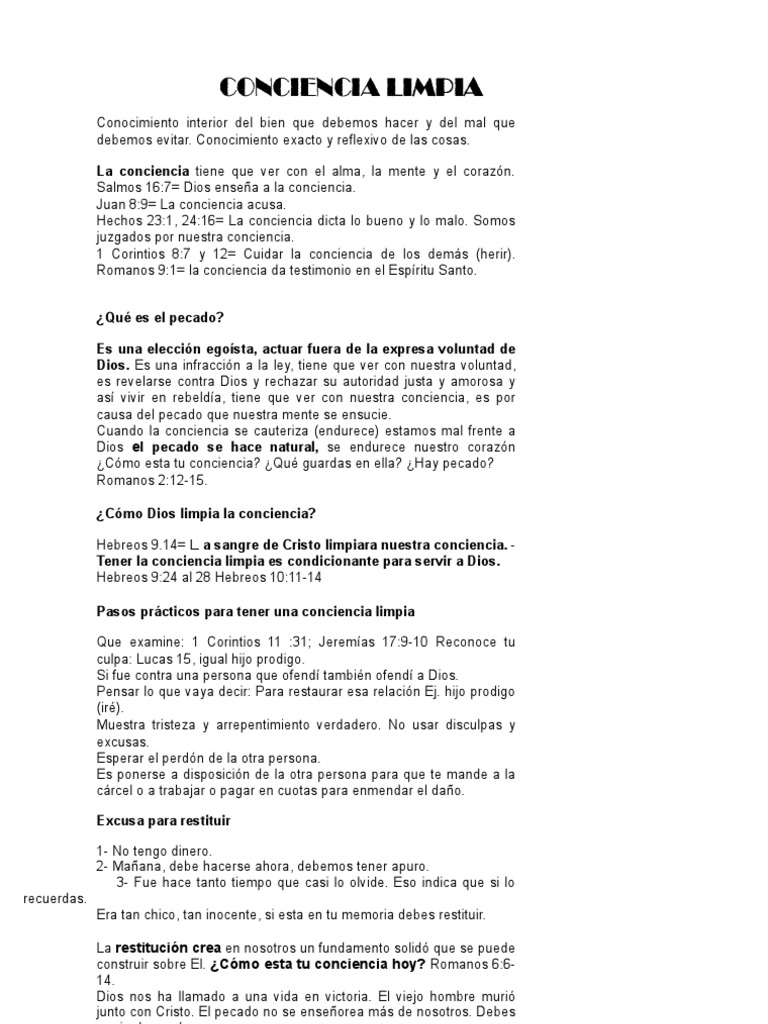 Conciencia Limpia | PDF | Pecado | Perdón