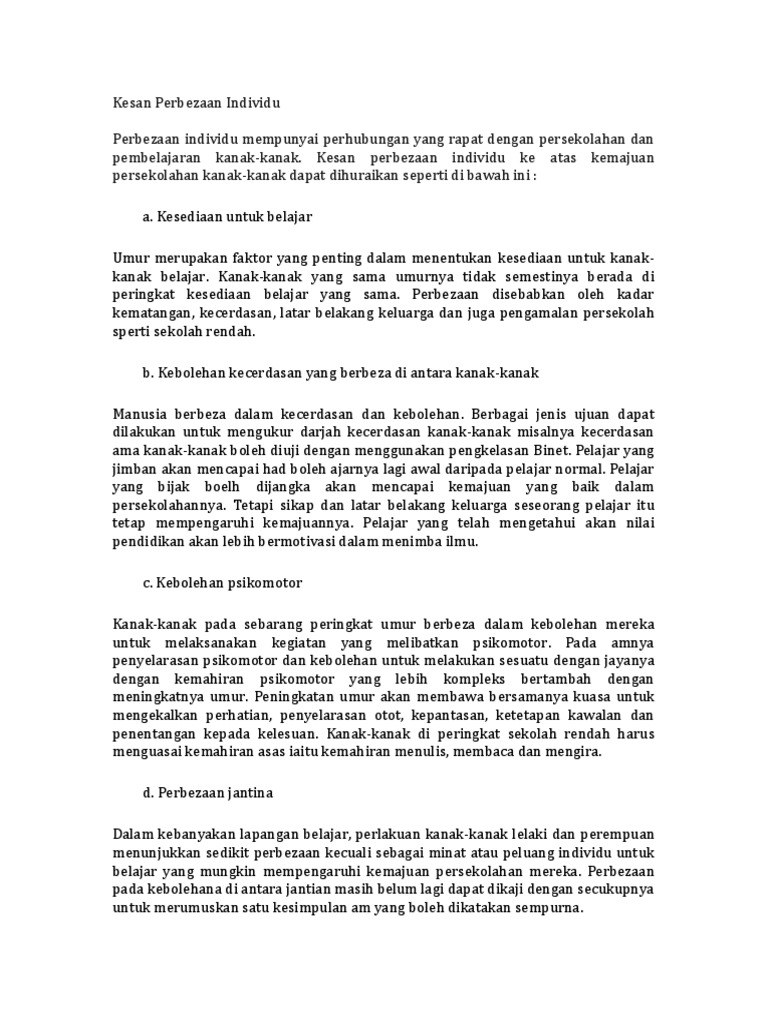 Perbezaan Individu | PDF