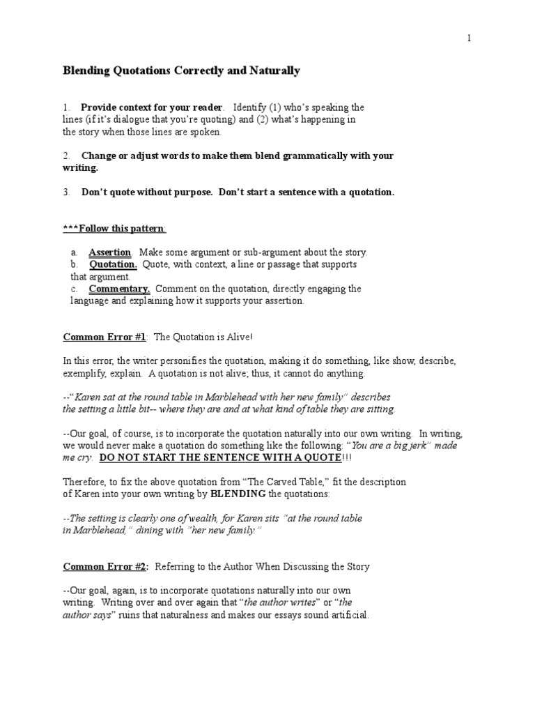 Blending Quotes in Your Analysis | PDF | Epistemology | Linguistics