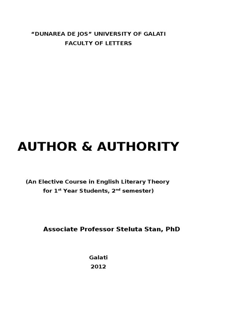 Author & Authority: "Dunarea de Jos" University of Galati Faculty of ...