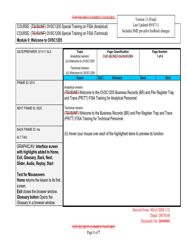 2011 NSA Course Material Introduction | PDF | Classified Information In ...