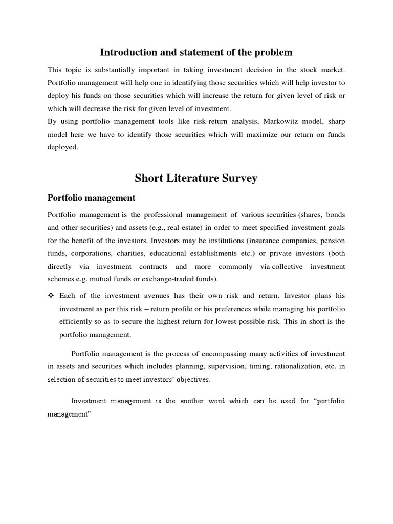 Research Methodology of Portfolio Management | PDF | Investment ...