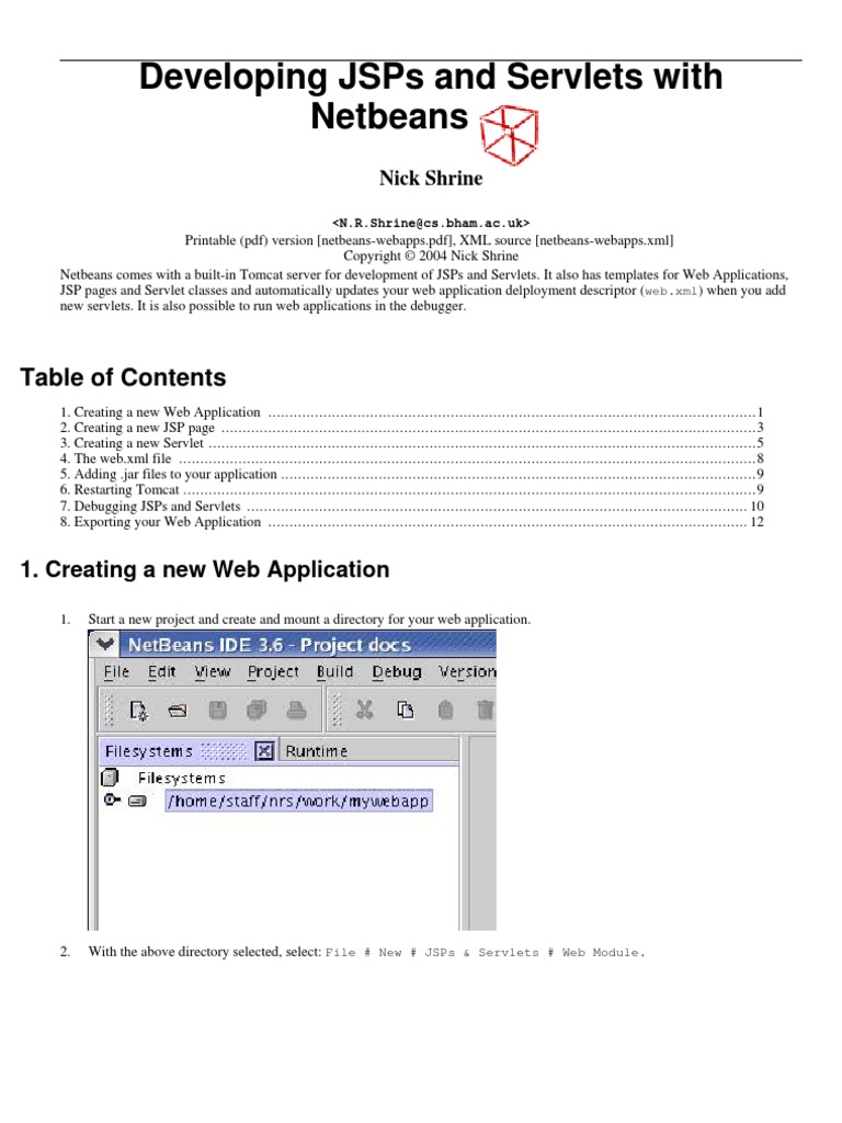 Developing Jsps And Servlets With Netbeans Pdf Java Server Pages Java Servlet