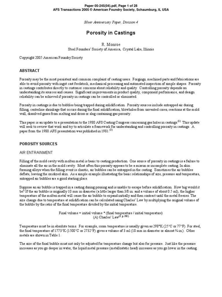 Porosity in Castings | Casting (Metalworking) | Foundry
