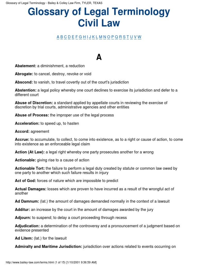 Glossary of Legal Terminology | PDF | Negligence | Lawsuit