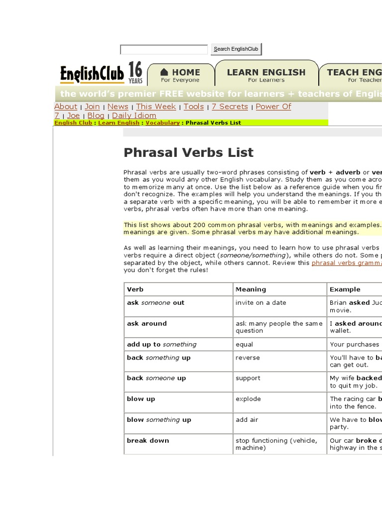 Phrasel Verbs | PDF | Phrase | Lexical Semantics