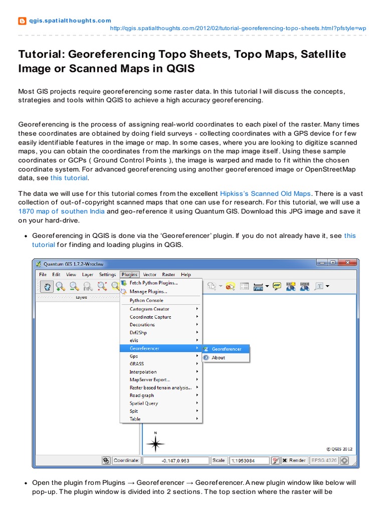 Tutorial Georeferencing Topo Sheets Topo Maps Satellite Image Or Scanned Maps In Qgis Pdf