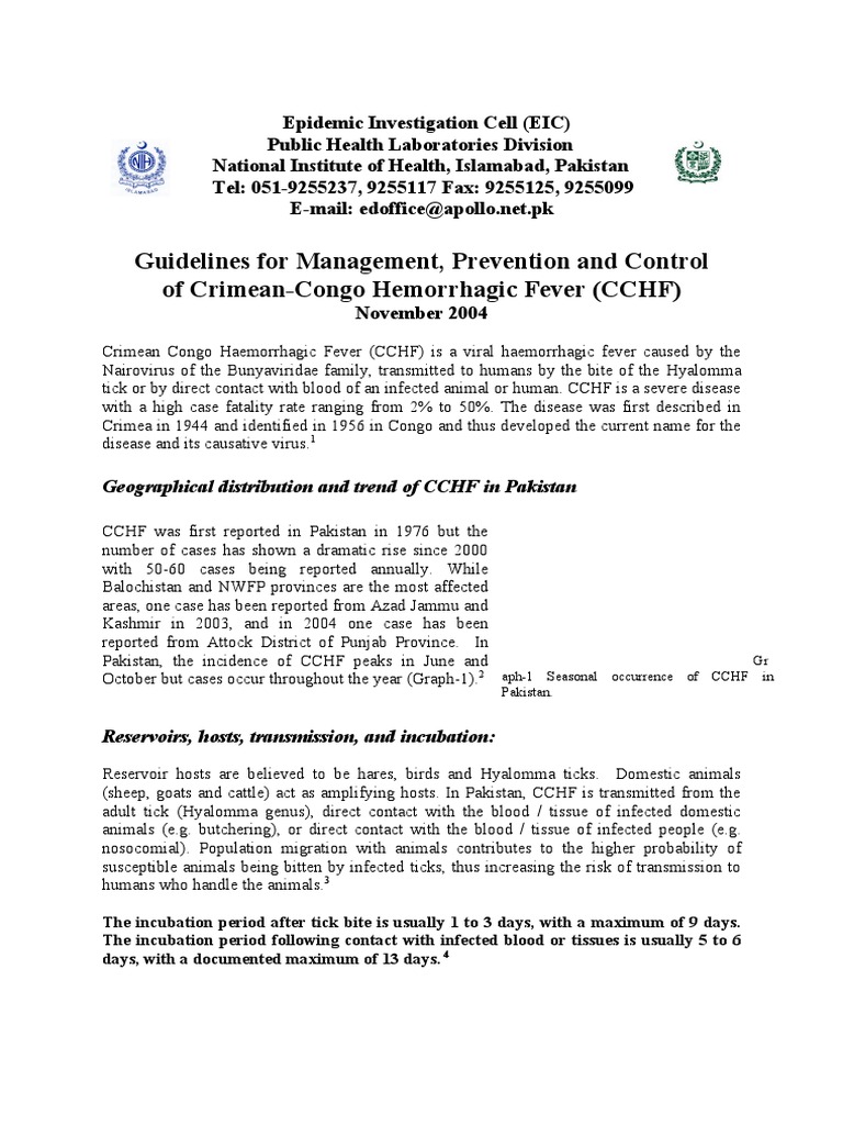 Guidelines For Management, Prevention and Control of Crimean-Congo ...