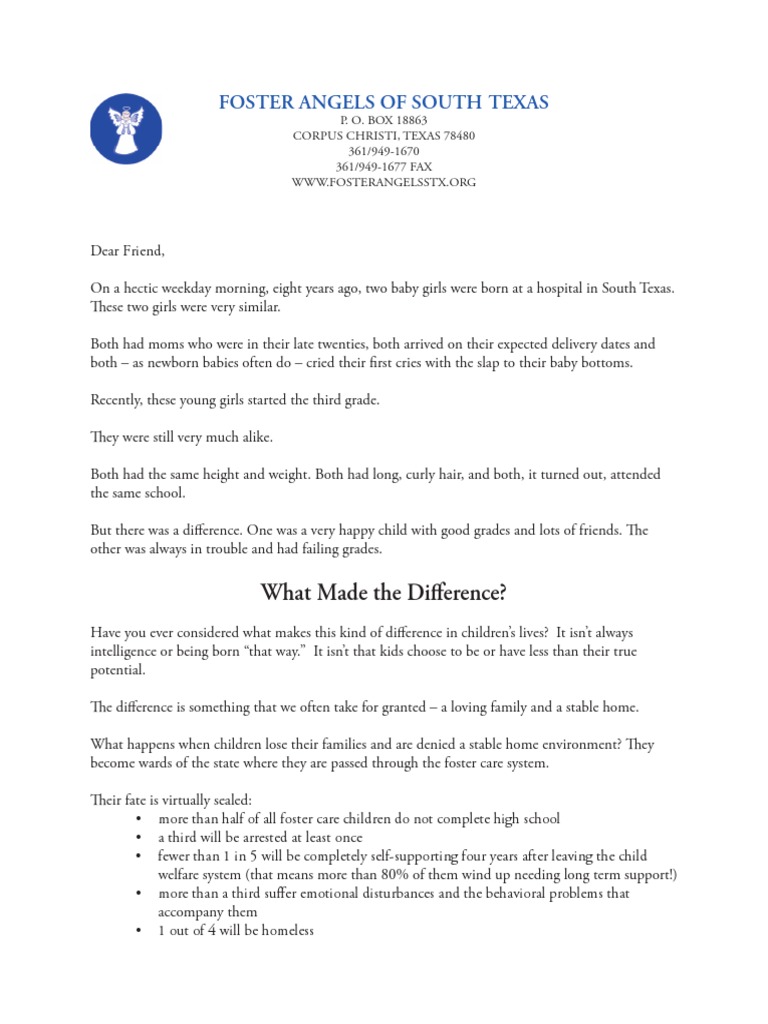 Foster Angels of South Texas | PDF | Foster Care | Infants