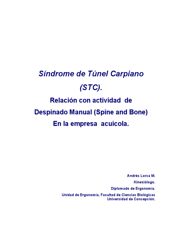 Síndrome de Túnel Carpiano (STC) - Relación Con Actividad de Despinado ...