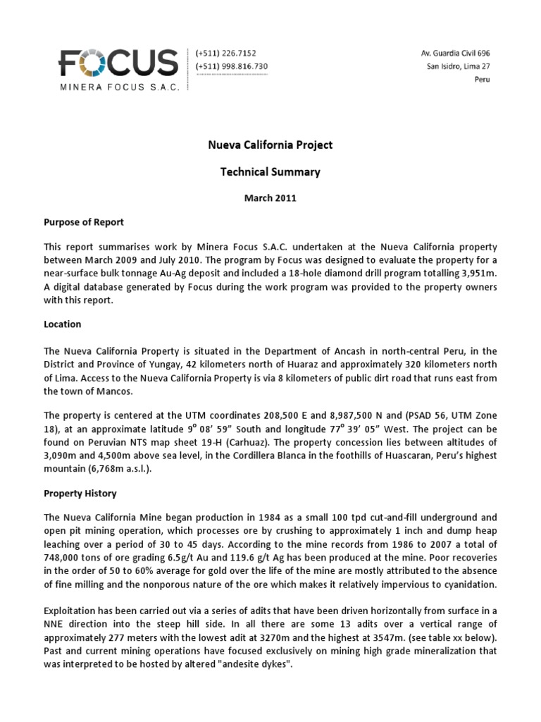 Final Technical Report PDF | PDF | Mining | Geology
