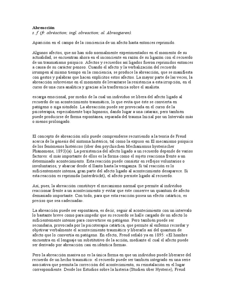 Abreacción | PDF | Trauma psicólogico | Psicoanálisis