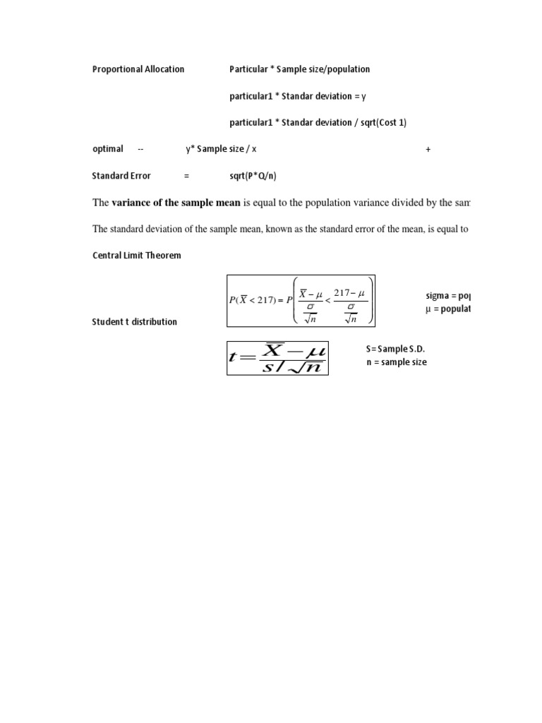 ADA Formula | PDF | Standard Deviation | Sample Size Determination