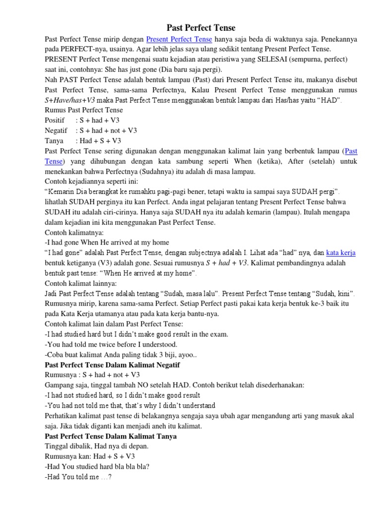 2c Past Perfect Tense | PDF