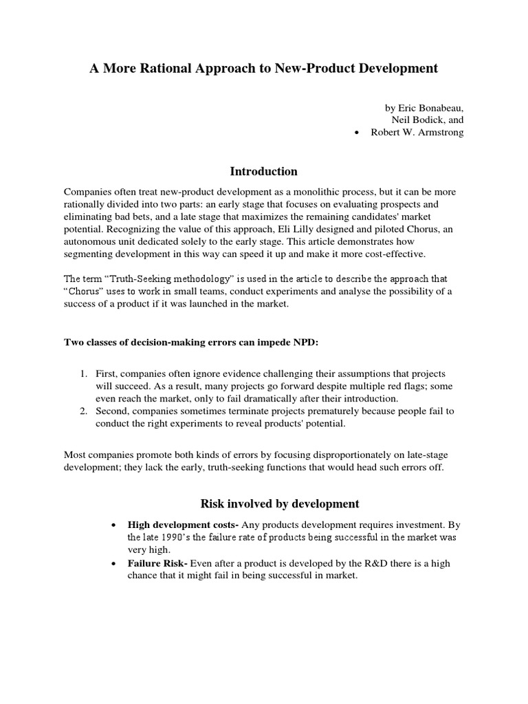 A More Rational Approach To NPD | PDF | Drug Development | Phases Of ...