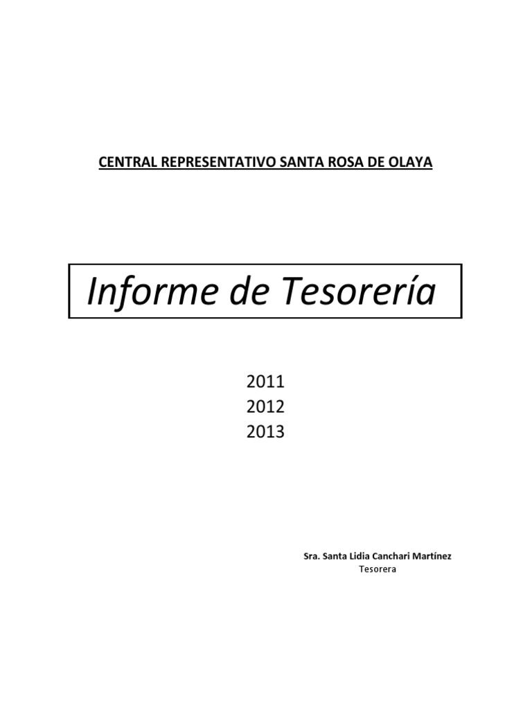 Informe Tesorería 2011-2013 Olaya | PDF | Comida y bebida | Alimentos