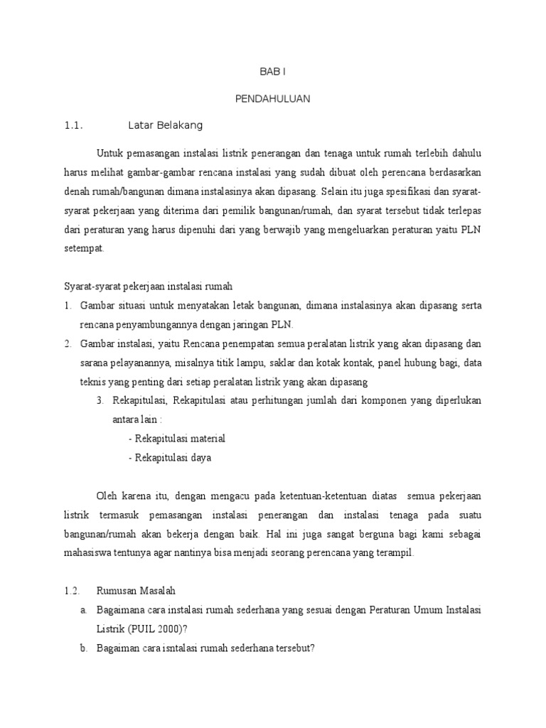 Isi Proposal Instalasi Perumahan | PDF