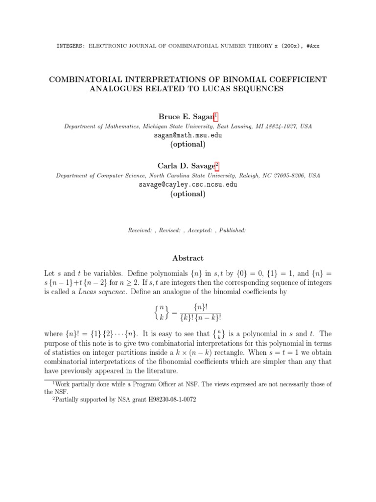 Electronic Journal of Combinatorial Number Theory | Download Free PDF ...