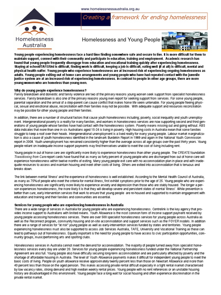Homelessness & Young People 2011-12 | PDF | Homelessness | Youth