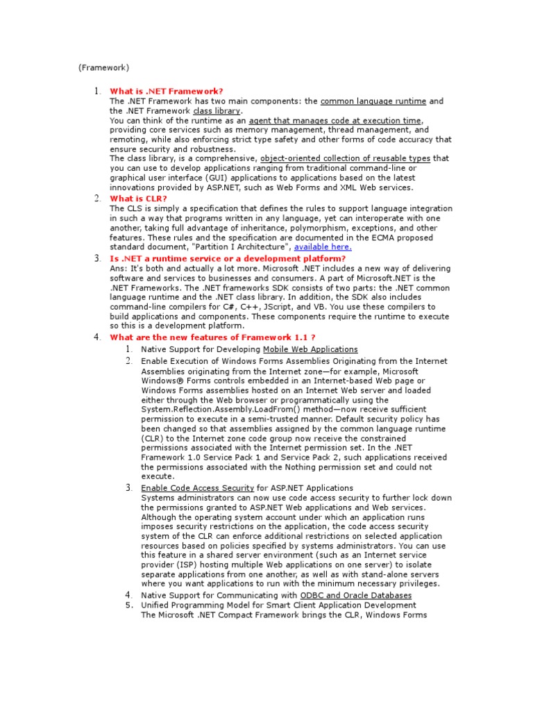 DotNet Framework Questions and Answers | PDF | Component Object Model | Class (Computer Programming)
