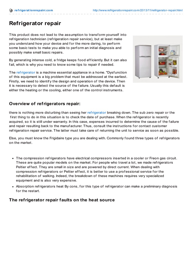 Refrigerator Repair | PDF | Refrigerator | Gas Compressor