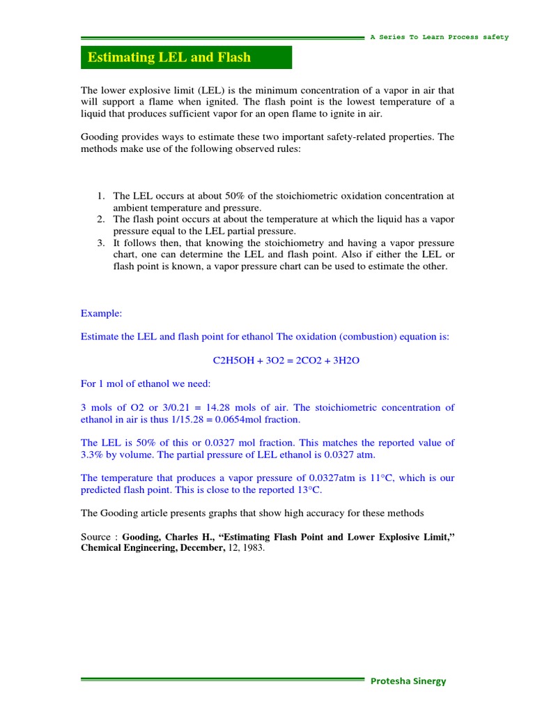 Learn how to estimate LEL and flash point | PDF | Stoichiometry | Pressure