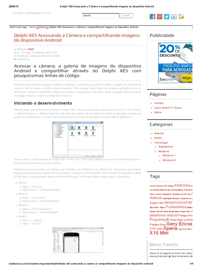 Delphi XE5 Acessando A Câmera e Compartilhando Imagens Do Dispositivo Android | PDF