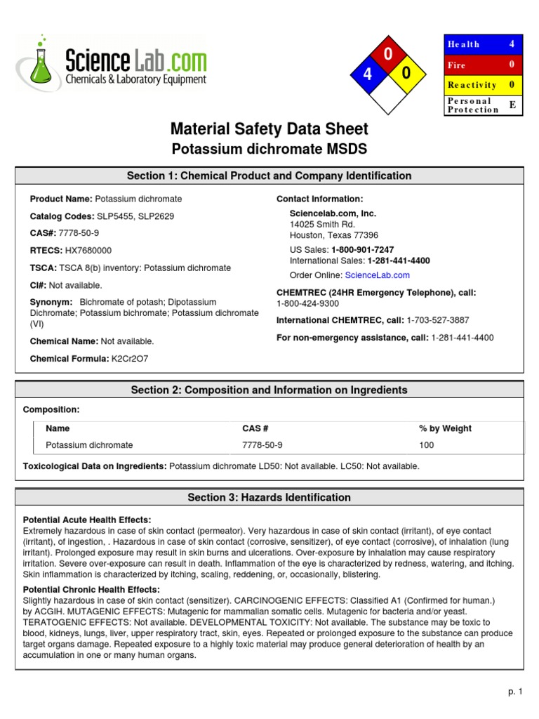 msds | Chromium | Flammability