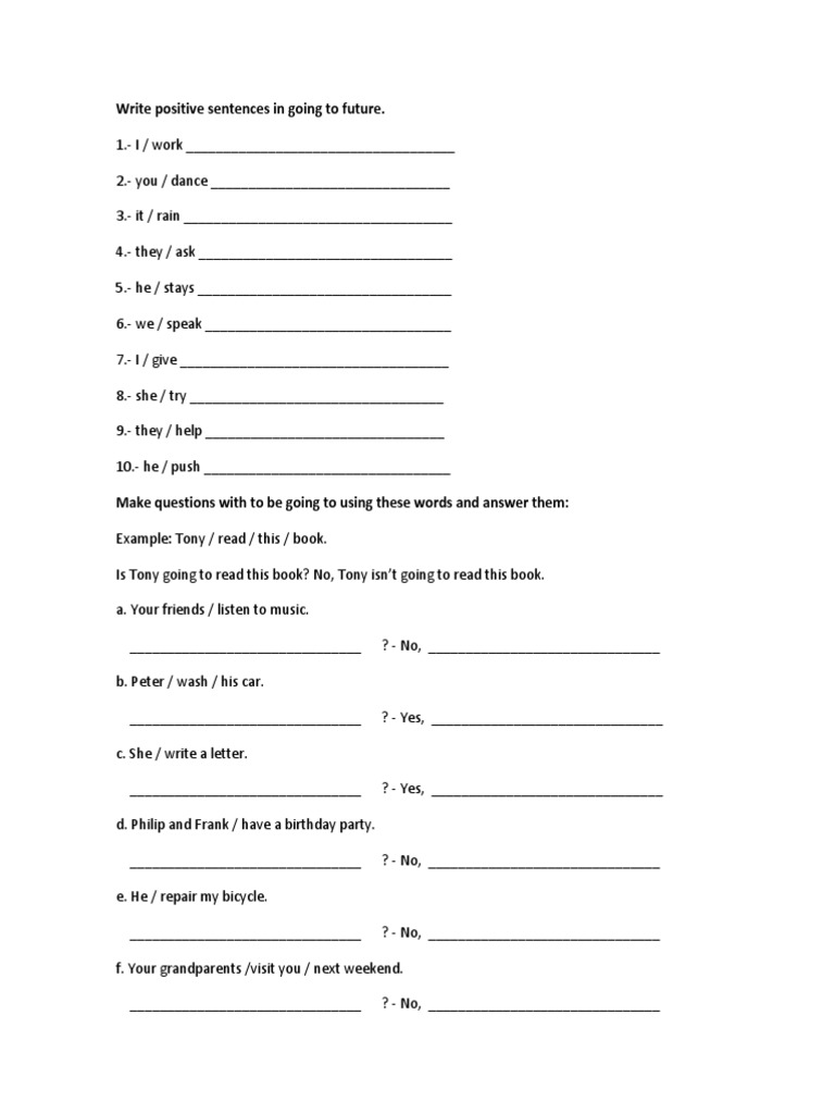 Positive Sentences in Future Tense | PDF