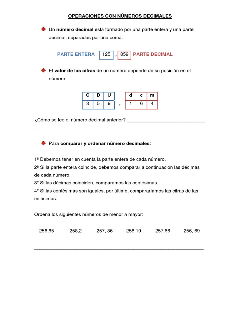 Repaso Operaciones Decimales | PDF