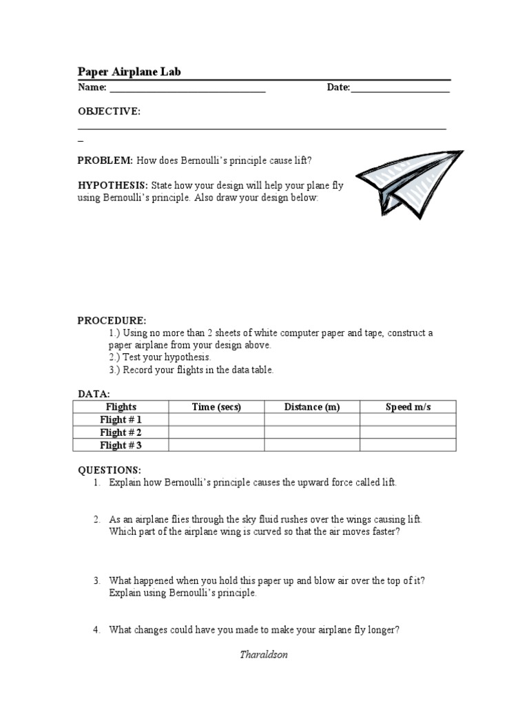 Paper Airplane Lab: Exploring Lift | PDF
