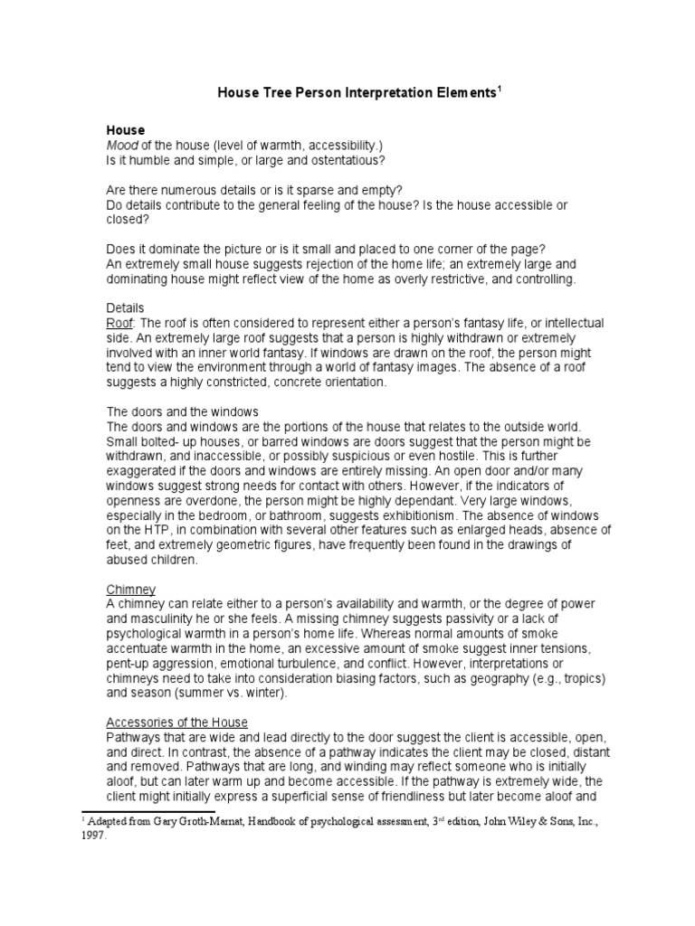 House Tree Person Interpretation Elements-1 | PDF | Gender | Gender Studies