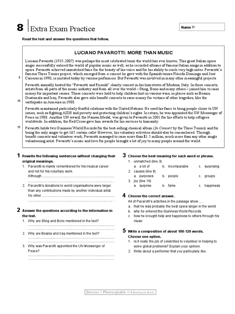 Extra Exam Pracice 8 | PDF | Entertainment (General) | Entertainment Award