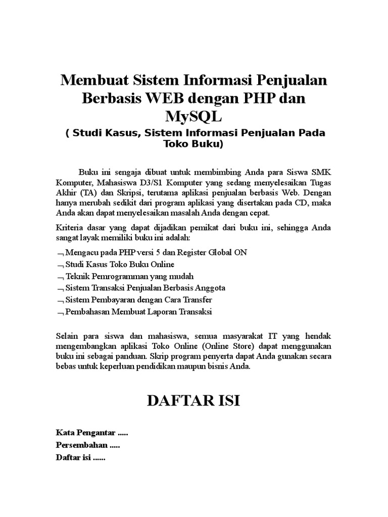 Sistem Informasi Penjualan Dengan PHP Dan MySQL - Sistem Anggota | PDF